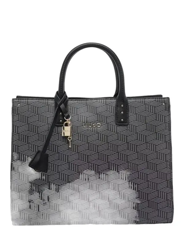 Liu Jo Monogram Print Padlock Detail Tote Bag - Black