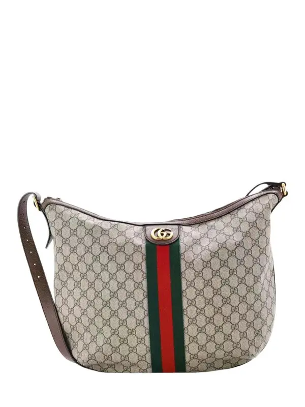 Gucci Ophidia Half Moon Gg Coated Canvas Large Hobo Bag - Brown