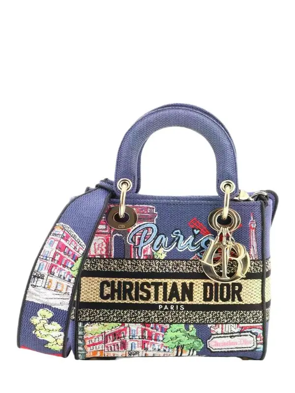 Dior Lady D-lite Raffia Satchel - Blue