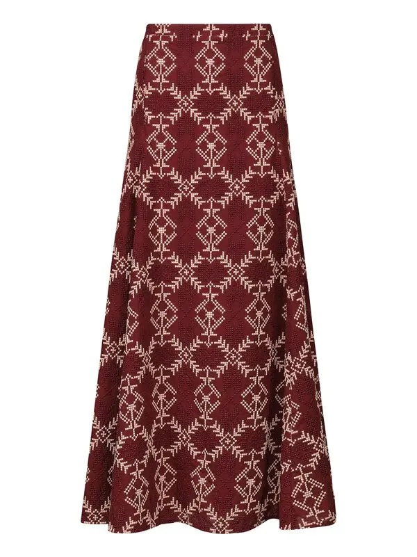 Johanna Ortiz A Song For The Riders Printed Maxi Skirt - Red