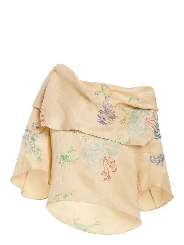 Rosie Assoulin Floral Off-the-shoulder Linen Top - Multi