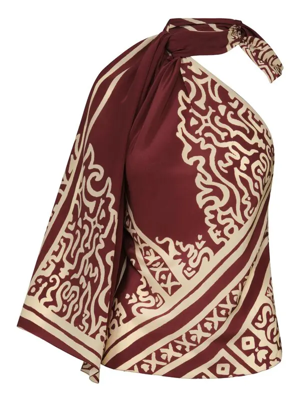 Johanna Ortiz Frontier Poem Draped Silk Top - Red