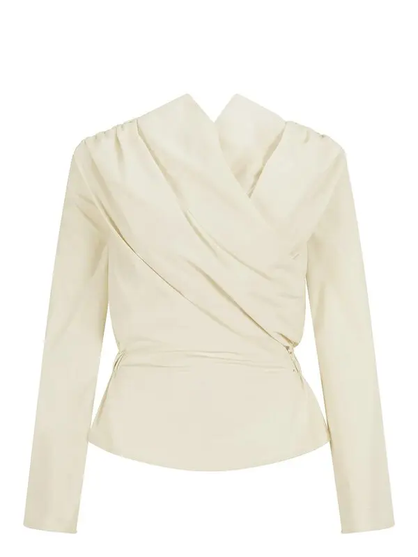 HARRIS TAPPER Exclusive Long-sleeved Chaimberlain Wrap Top - Ivory