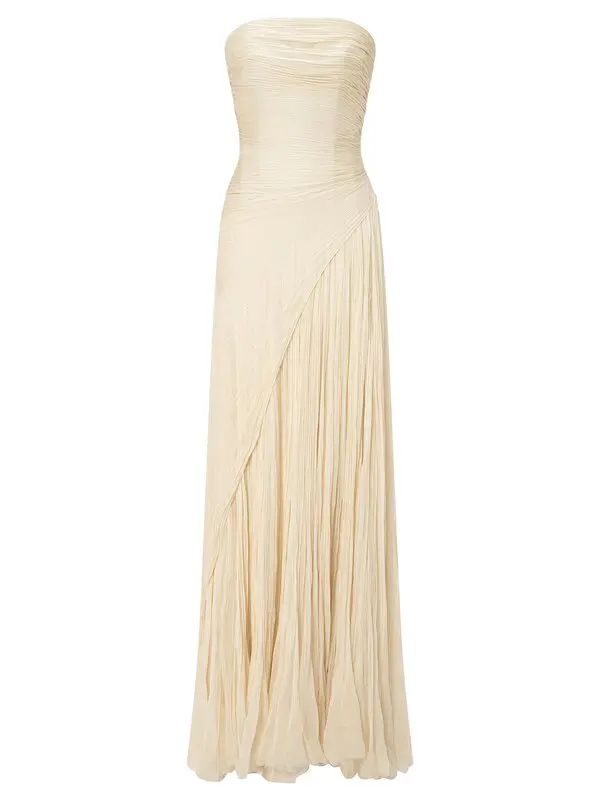 MARMAR HALIM Pleated Silk Gown - Ivory