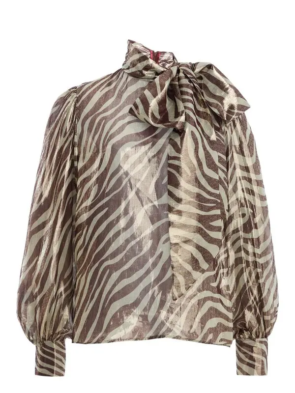 Françoise Winona Pussy-bow Silk Top - Print