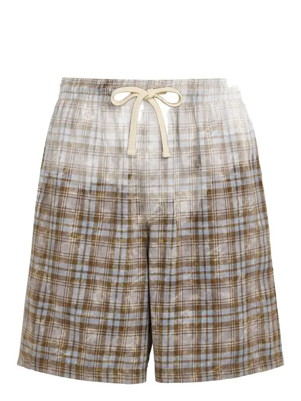 PICANTE Bleached Check Rocco Shorts - Blue
