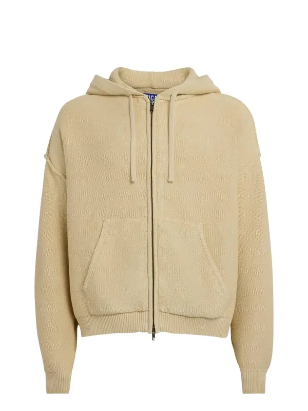 PICANTE Knitted Reverse-seam Senna Zip-up Hoodie - Brown