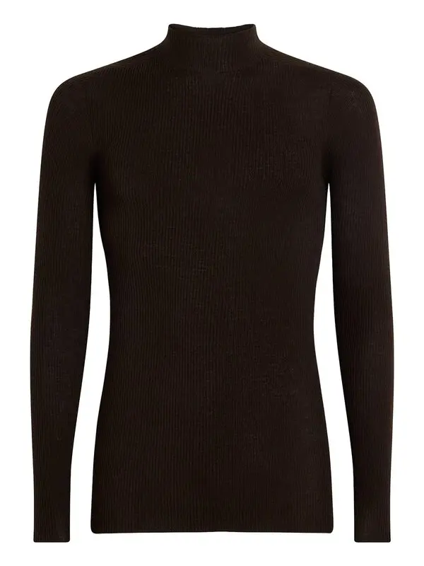 Rick Owens Virgin Wool Ribbed High Neck Sweater - Grey