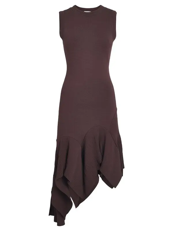 Sandro Knitted Asymmetric Mini Dress - Brown