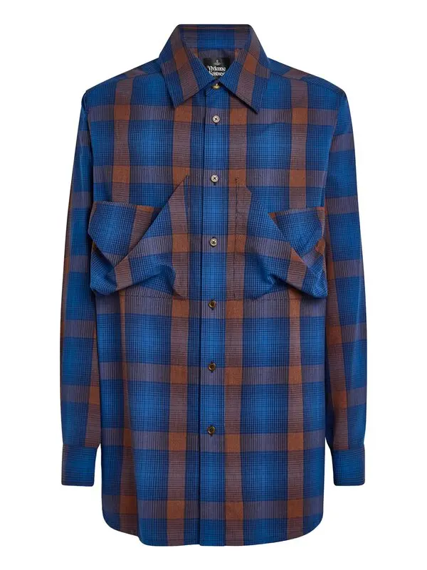 VIVIENNE WESTWOOD Cotton Flannel Check Achilles Overshirt - Navy