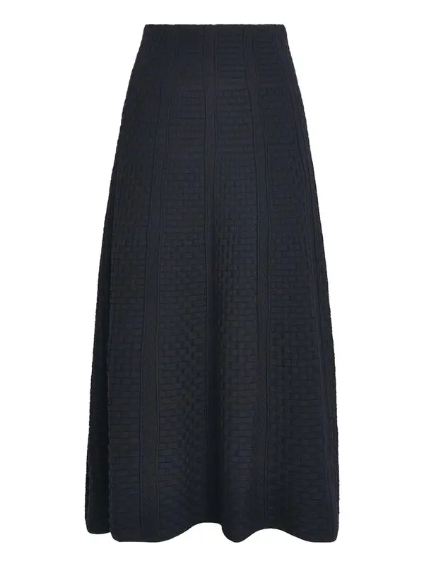 Molli Virgin Wool-blend Basket-weave Midi Skirt - Black