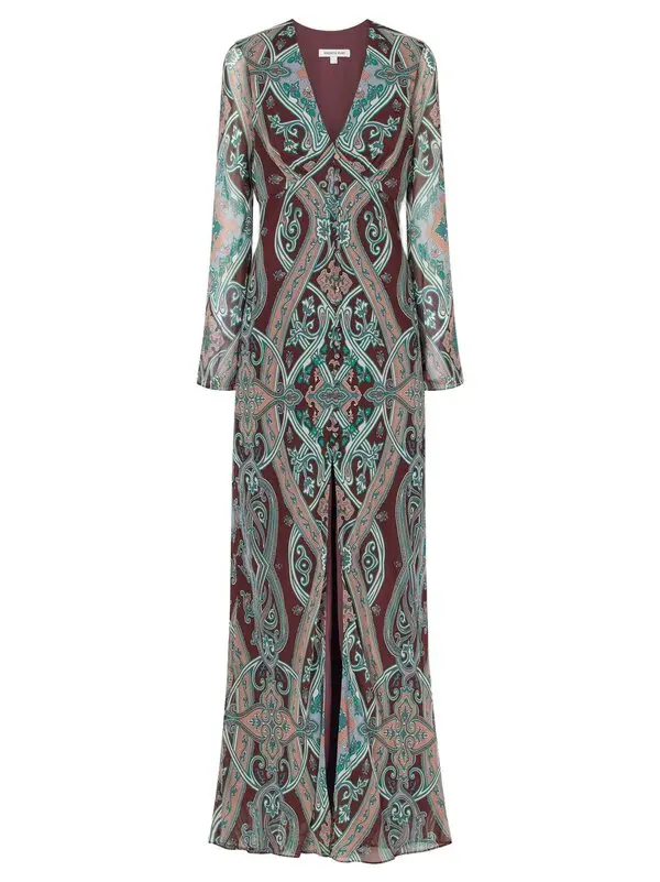 Veronica Beard Daciana Printed Silk-georgette Maxi-dress - Multi