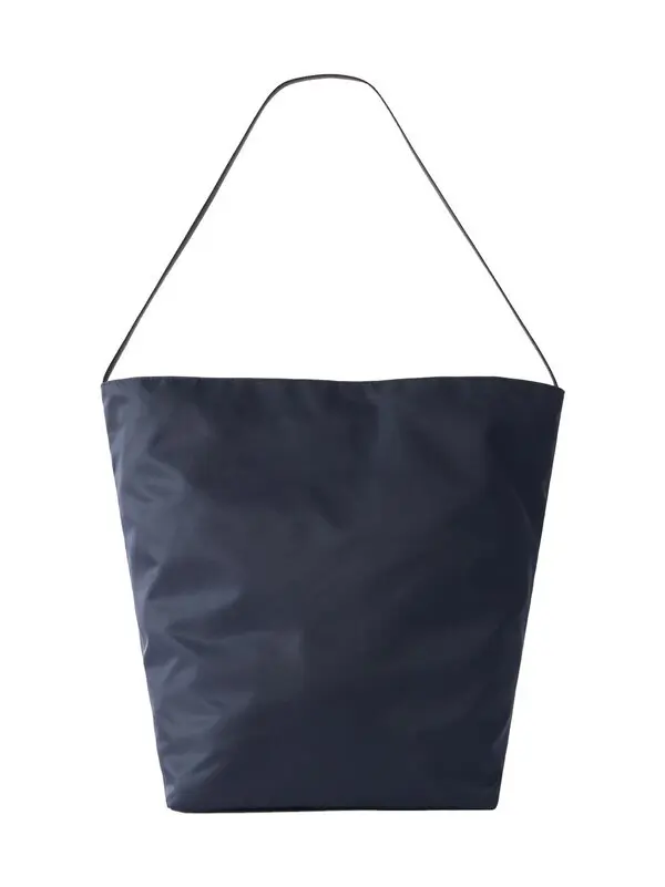 VALESQUE Bucket Leather-trimmed Satin-shell Tote - Blue
