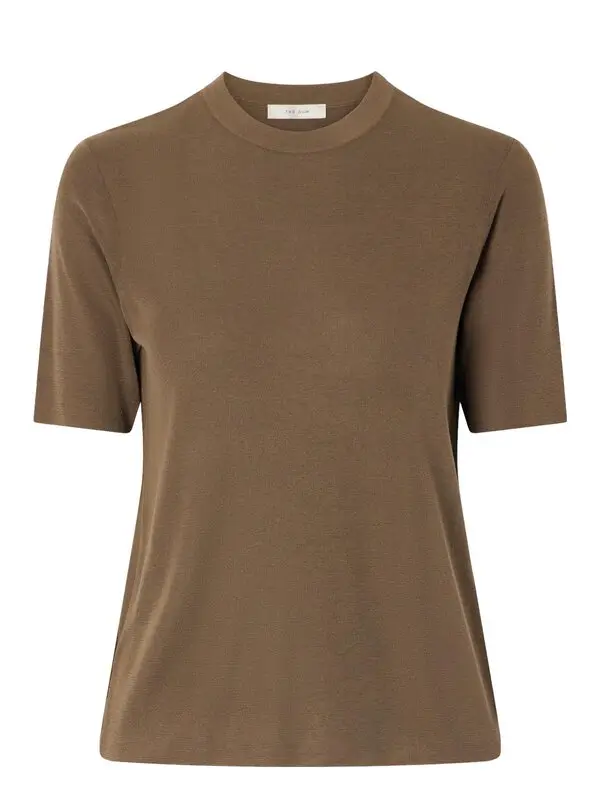THE ROW Ozzi Silk-blend T-shirt - Brown