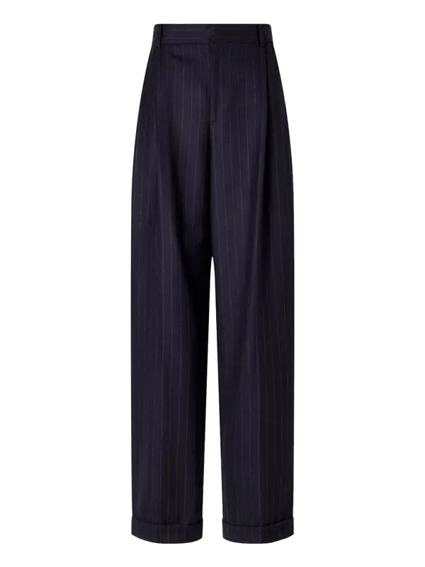 Polo Ralph Lauren Pinstriped Fresco-wool Straight-leg Pants - Blue
