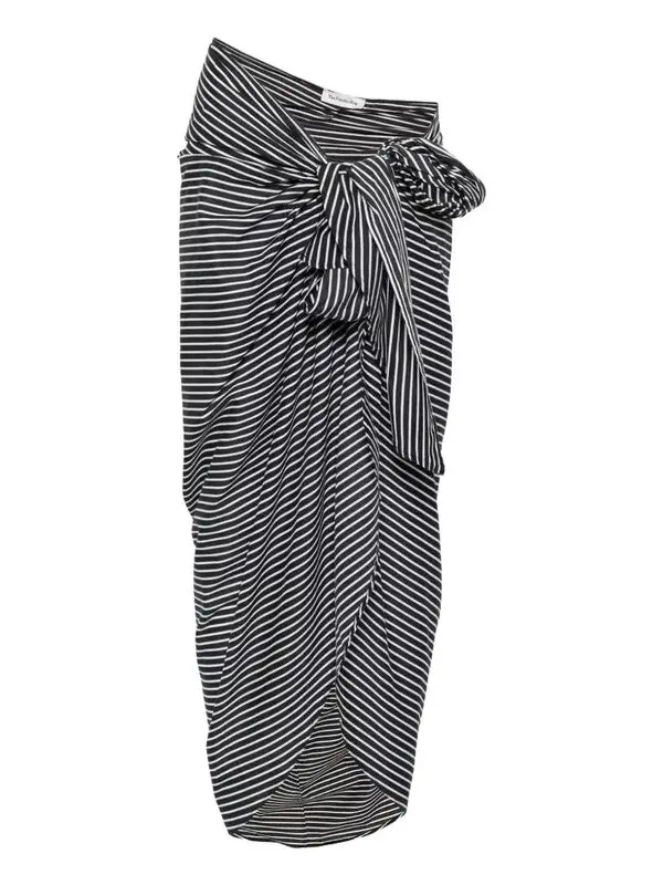 THE FRANKIE SHOP Striped Wrap Maxi Skirt - Black