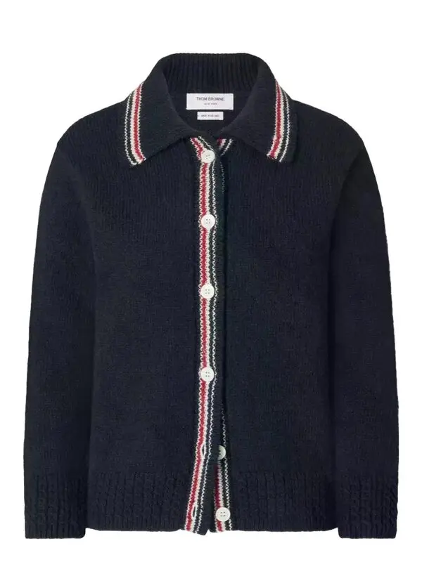 Thom Browne Hector Pointelle-knit Cardigan - Blue