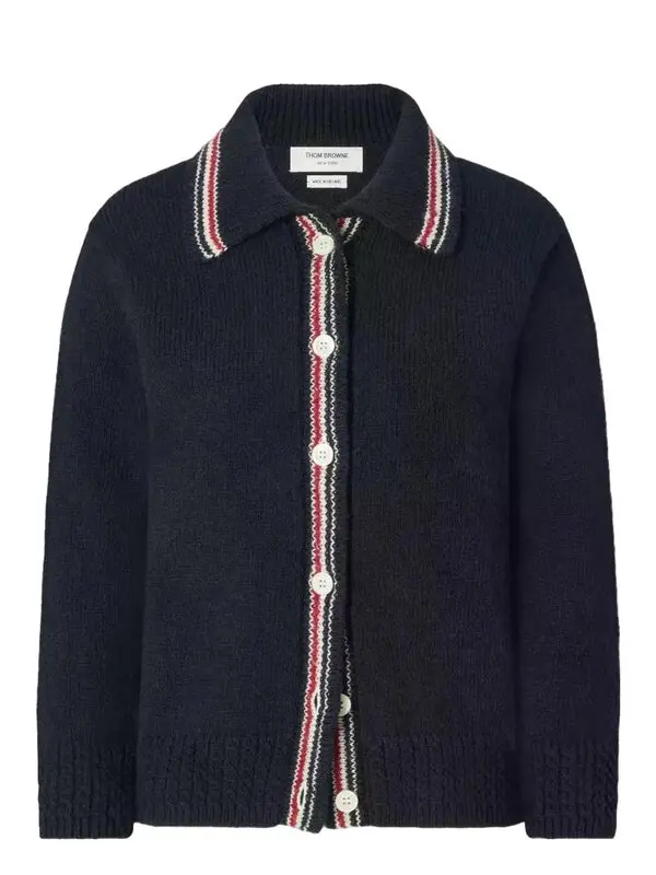 Thom Browne Hector Pointelle-knit Cardigan - Blue