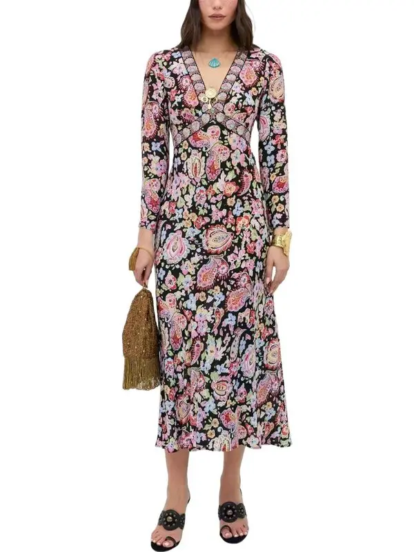 Rixo Tania Bias-cut Silk Midi Dress - Multicolour