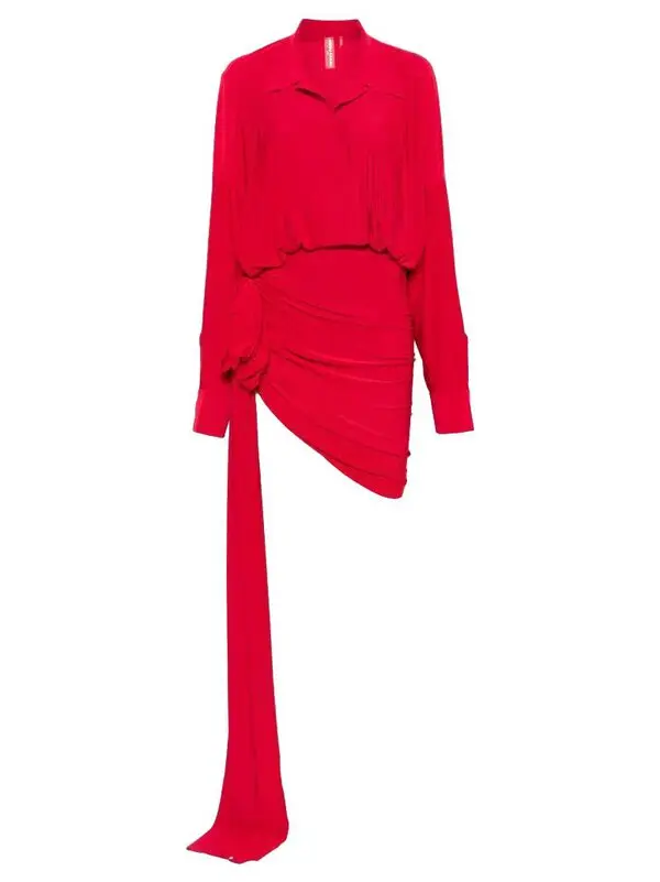 Norma Kamali Bow-detail Draped Asymmetric Mini Dress - Red
