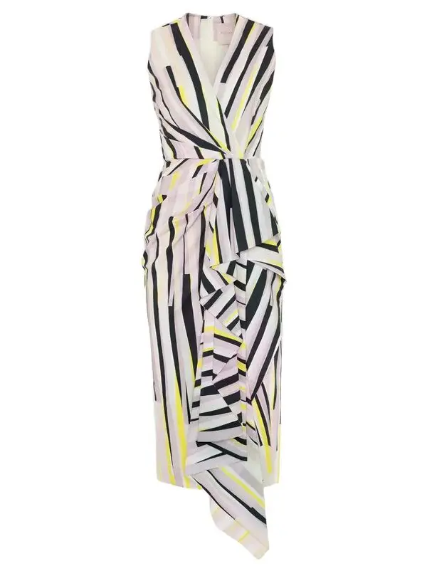 ROKSANDA Esra Striped Asymmetric Dress - Neutrals