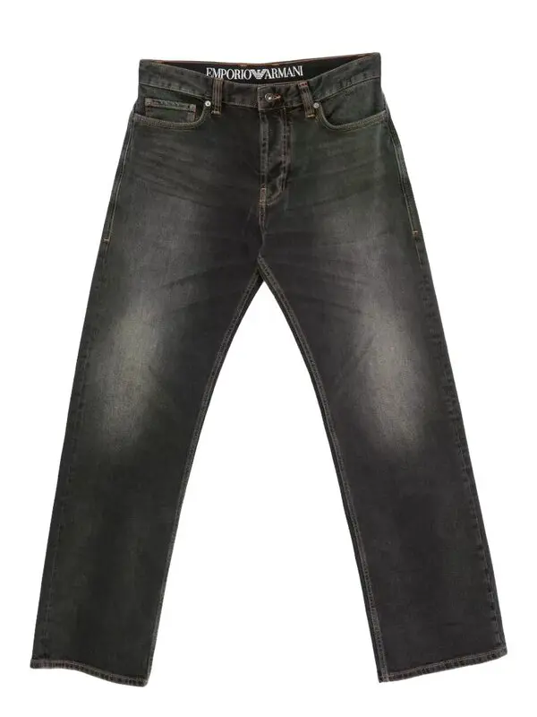 Emporio Armani Faded Straight-leg Jeans - Grey