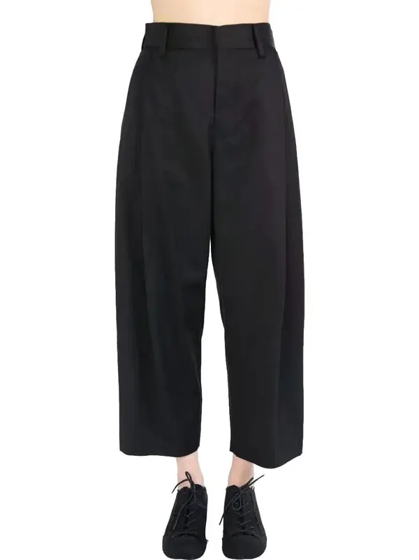 UMA WANG Pleat-detailing Cropped Trousers - Black