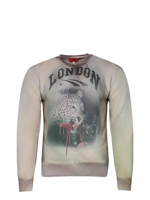 LA MASKARADE Dirty London" Graphic Print Crew Neck Sweater - Neutrals