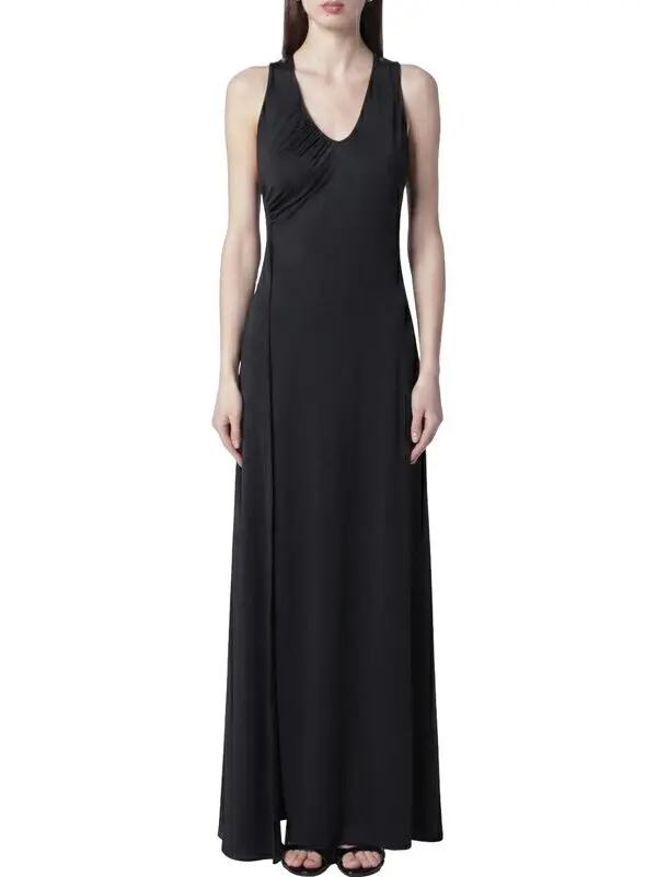 Victoria Beckham Long Polyester Jersey Slip Dress - Black