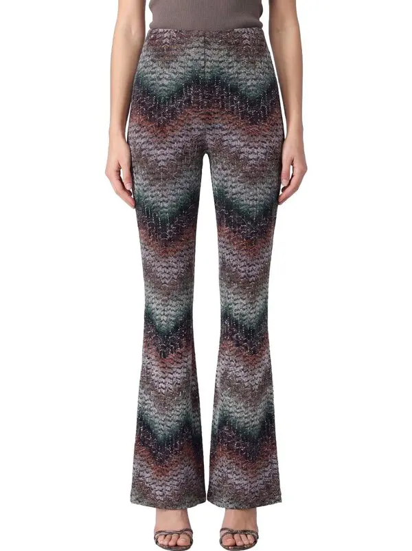 Missoni High-waisted Flared Pants In Lurex With Zigzag Pattern - Green