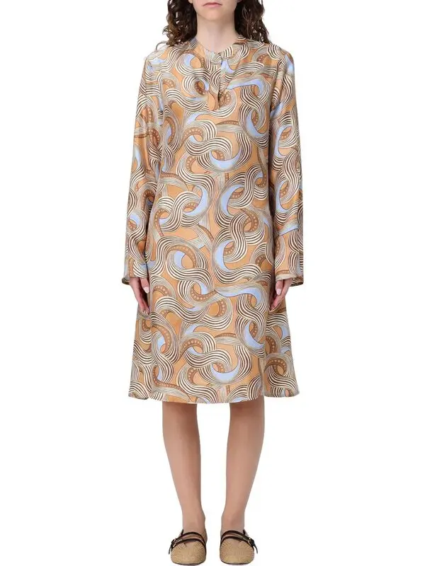 Malìparmi Short Silk Twill Tunic With Floral Print And V-neck - Multicolor