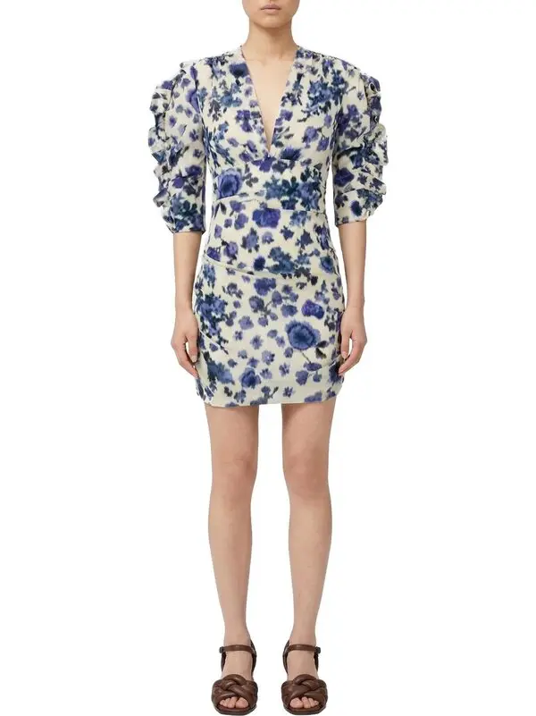 Isabel Marant Étoile Doris Dress In Printed Stretch Silk - Blue