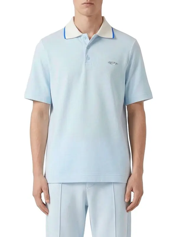 Casablanca Logo Cotton Blend Polo Shirt - Gnawed Blue