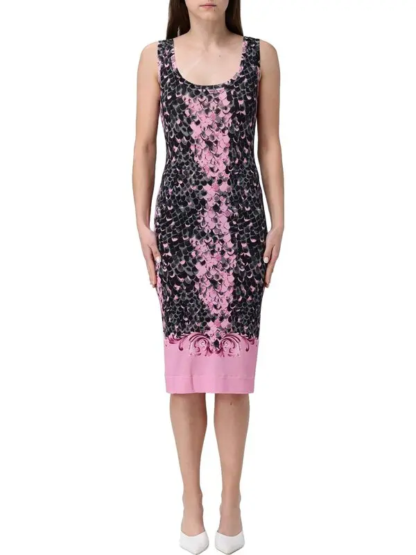 Versace Printed Jersey Midi Dress - Red