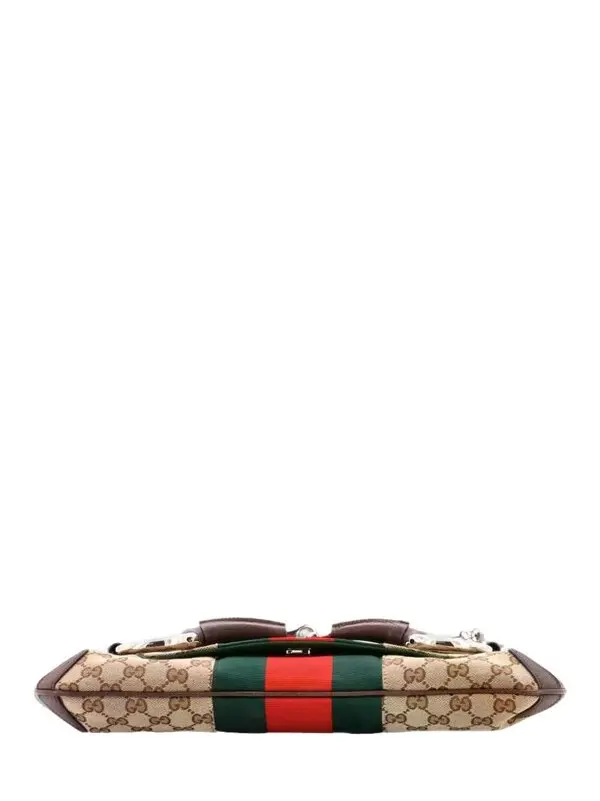 Gucci Horsebit Web Chain Gg Canvas Large Clutch Bag - Brown