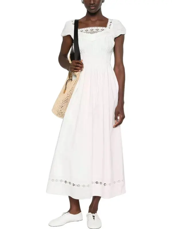 Posse Veda Crochet-trim Midi Dress - White