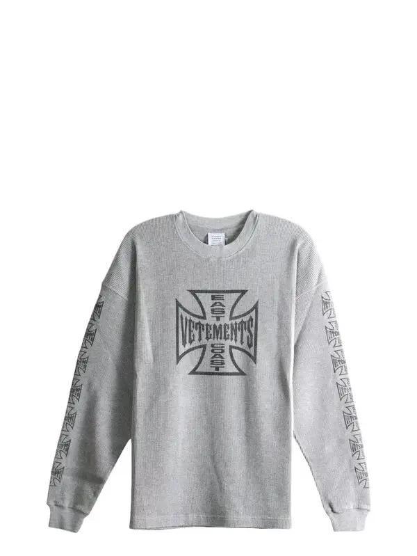 Vetements Big Biker Cross Graphic-print Waffle-knit T-shirt - Grey