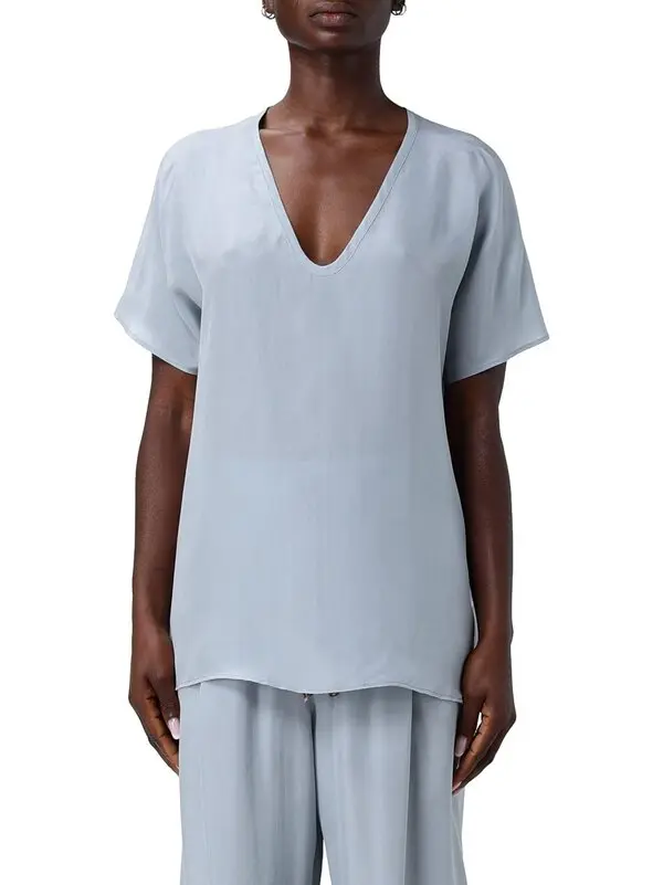 ALYSI Classic Silk Blouse - Blue