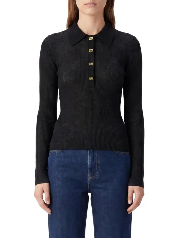 GANNI Polo Shirt Colour - Black