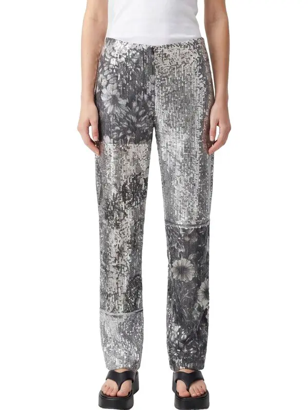 MAISON MARGIELA Low-rise Wide-leg Trousers With Floral Sequins - Multicolor