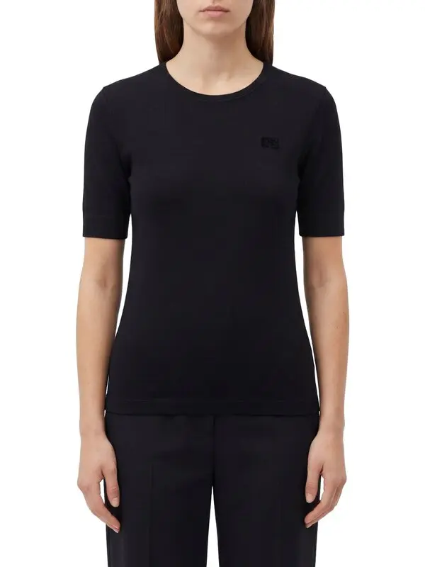 GANNI Stretch Organic Cotton T-shirts - Black