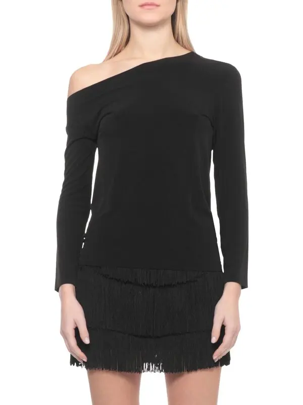 Norma Kamali Asymmetric Jersey Top - Black