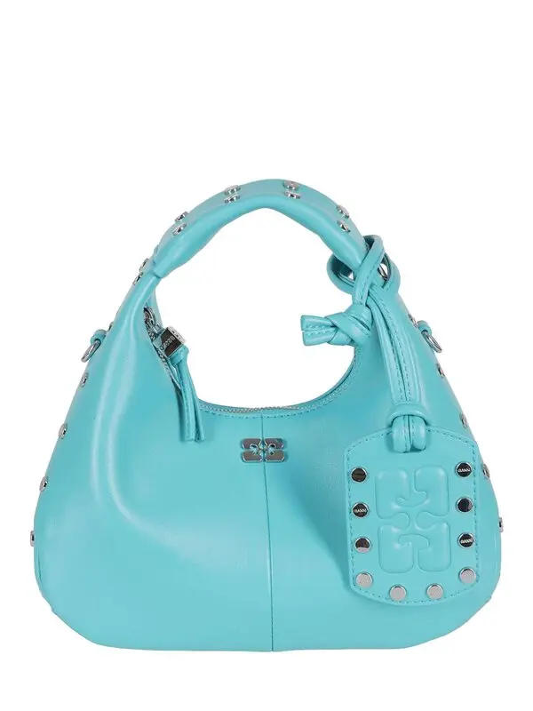 GANNI Studded Synthetic Leather Hobo Bag - Blue