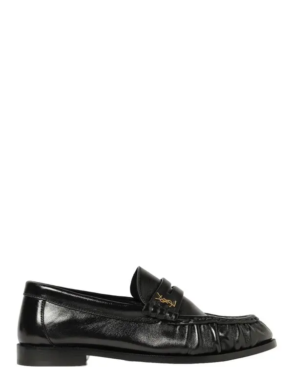 Saint Laurent Le Loafer Penny Loafers In Smooth Lambskin With Monogram - Black