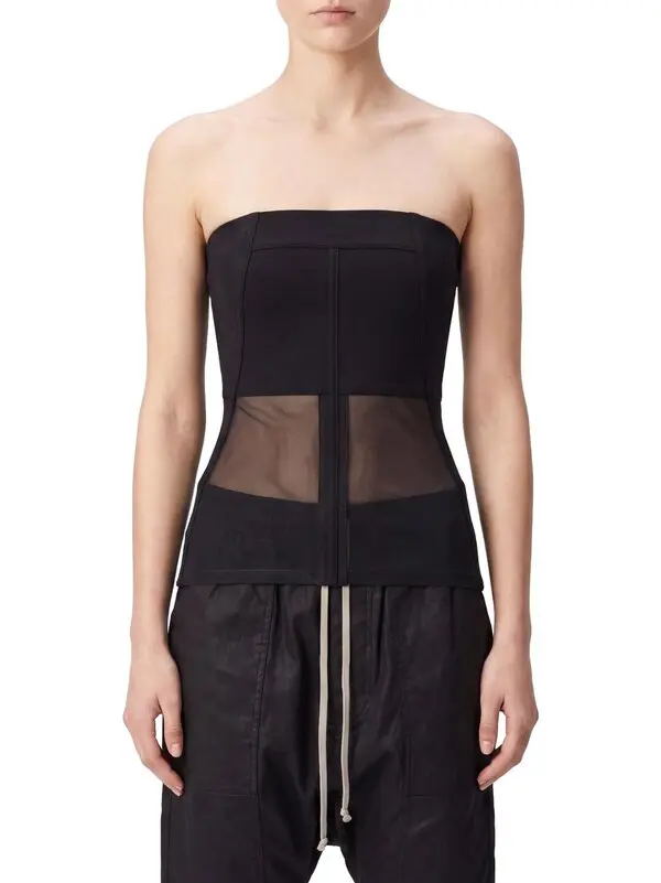 Rick Owens Mesh Panel Corset Top - Black