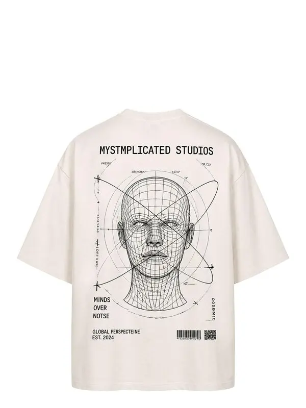 MYSIMPLICATED Neutrals / Signal Over Noise Oversized Off-white Tee W - Black