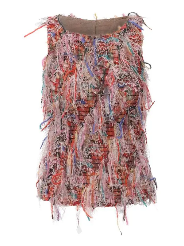 FRONT ROW SHOP Julie Fringed Midi Skirt - Pink