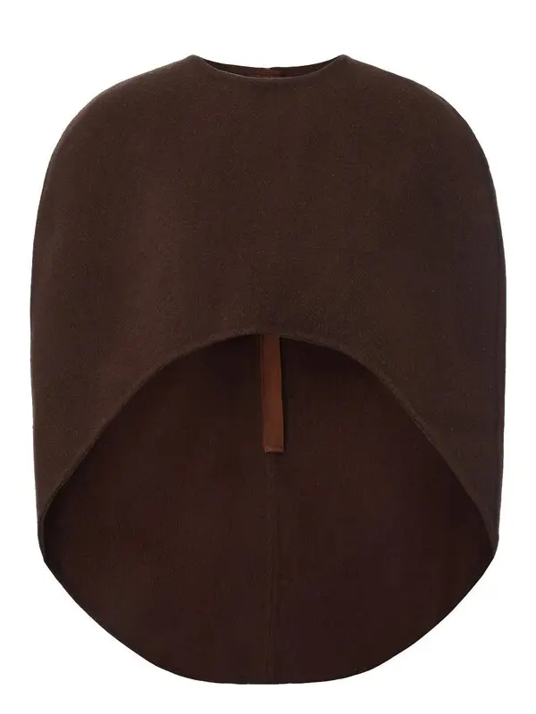 FRONT ROW SHOP Opera Double-faced Wool Cape Top - Brown