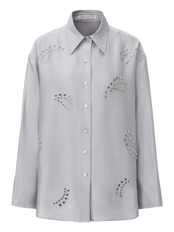 FRONT ROW SHOP Stud-embellished Oversized Shirt - Grey