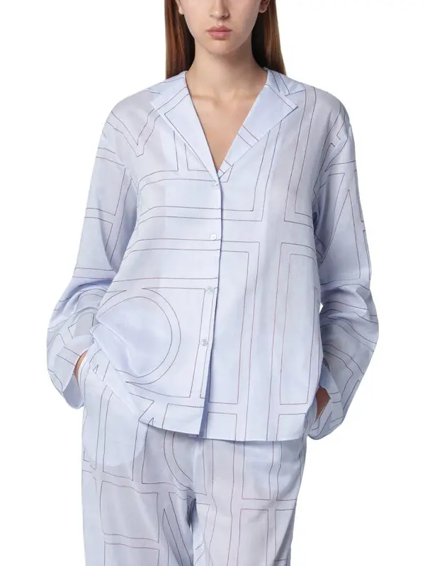 TOTEME Monogram Cotton-blend Pajama Shirt - Light Blue